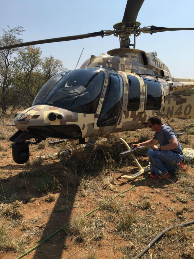 Bell 407GT Helicopter used to tackle Rhino Poachers in South Africa.